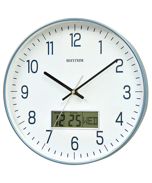 Rhythm Wall Clock Analogue Clock with LCD Display Day & Date #23960 ...
